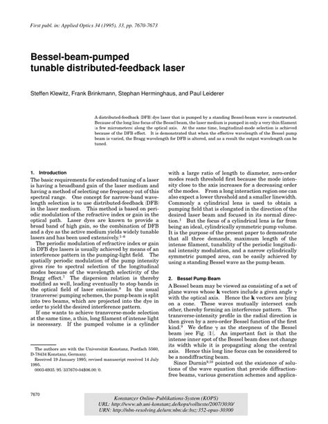 Pdf Bessel Beam Pumped Tunable Distributed Feedback Laser