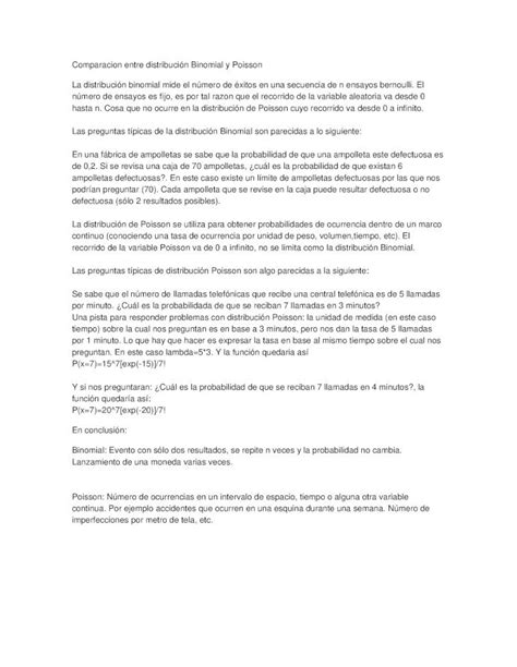Docx Comparacion Entre Distribución Binomial Y Poisson Dokumen Tips