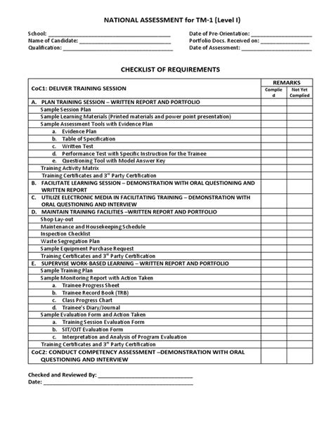 National Assessment For Tm Pdf