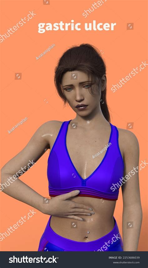 3d Illustration Fitness Female Gastric Ulcer Stock Illustration