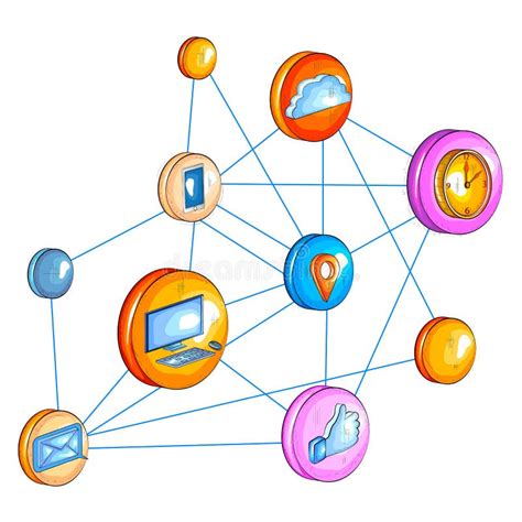 Flat Style 3d Isometric View Of Cloud Computing Network Stock Vector