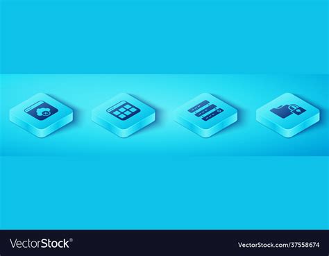 Set Isometric Failed Access Cloud Storage Browser Vector Image