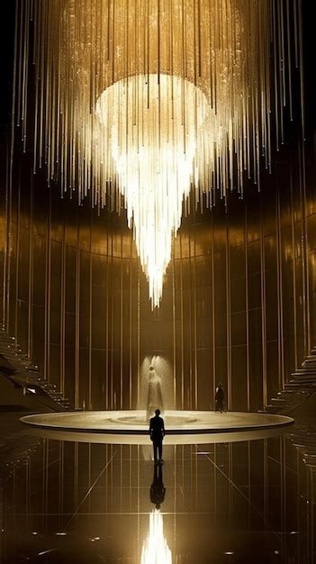 Premium AI Image A Large Chandelier Hangs Above A Circular Area With