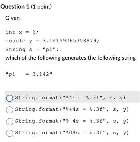 Solved Question 1 1 Point Given Int X 6 Double Chegg