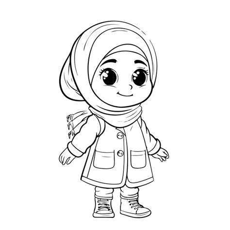 Libro Para Colorear Niños Ilustración Vectorial Linda De Una Chica Con