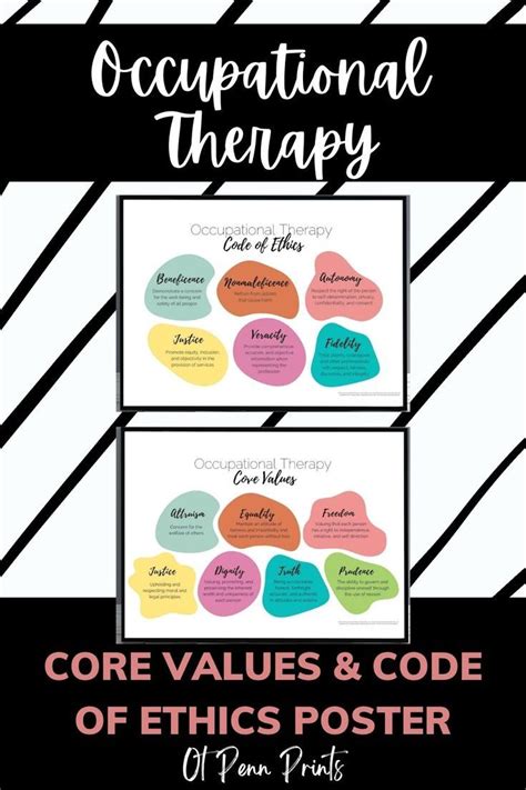 Occupational Therapy Code Of Ethics And Core Values Posters