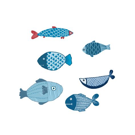 수영 을 손 일러스트 으로 그린 푸 른 물고기 작은 물고기 푸른 물고기 손 으로 그린 작은 물고기 Png 일러스트 및