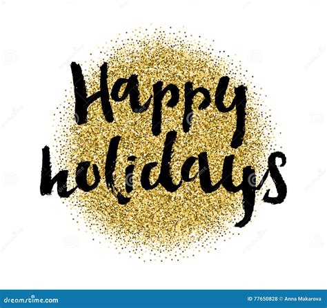 Happy Holidays Text On Gold Background Lettering For Invitation And