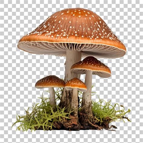 투명한 배경에 분리 된 버섯 Png 프리미엄 Ai 생성 Psd