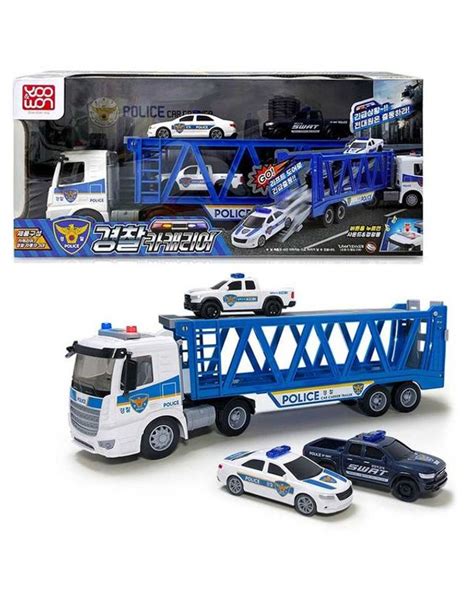 [보리보리 소이토이]경찰 카캐리어 미니카 트레일러 자동차 장난감