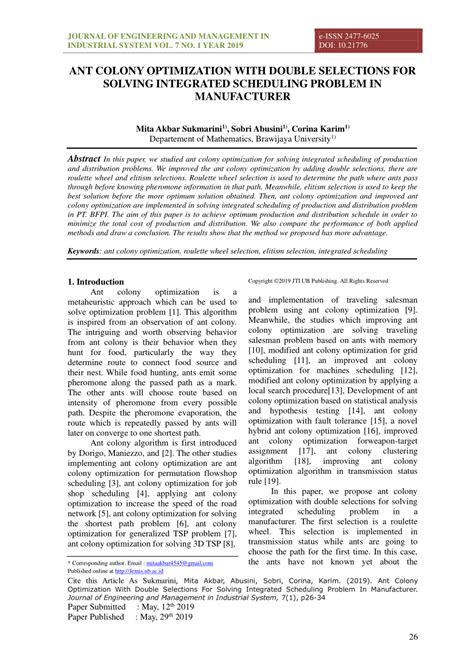 pdf ant colony optimization with double selections for solving