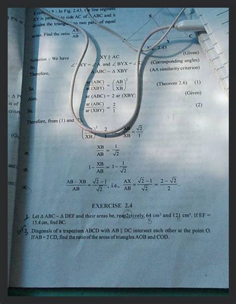 Fsaith 9 In Fig 243 T Le Line Segment Xy Is Parat So Side Ac Of Abc