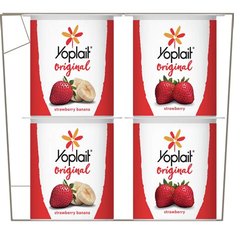 Yoplait Original Low Fat Strawberry And Strawberry Banana Yogurt Cups