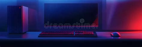 Modern Computer Setup With Futuristic Atmosphere Stock Illustration Illustration Of Keyboard