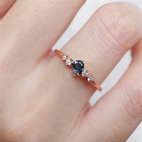 Stylish Elegant Blue Simple Cubic Zirconia Ring Wedding Temu United