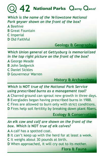 National Parks Game Welcome To Query Quest Educational Board Games