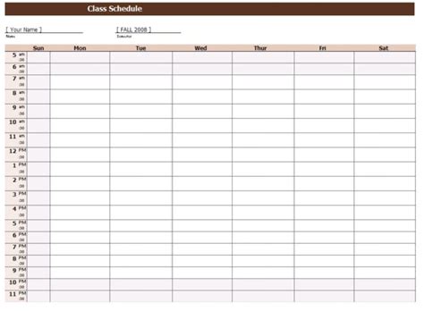 Class Schedule Templates 15 Free Printable Xlsx Docs PDF Formats Samples Examples Forms