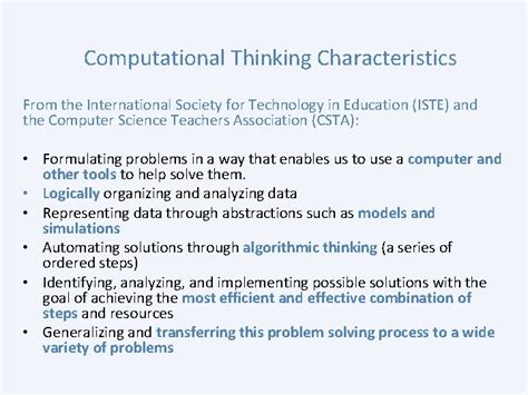 What Is Computational Thinking Computational Thinking Characteristics From