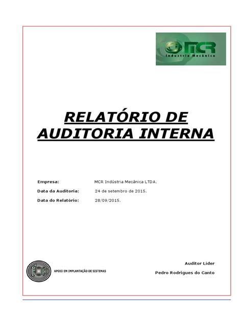 05 Relatorio Auditoria Interna 24 09 2015 Pdf Qualidade Negócios