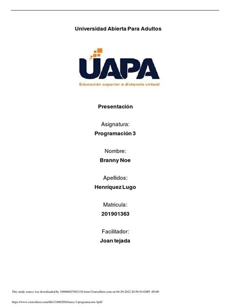 tarea 3 programacion 3 pdf pdf active x data objects bases de datos