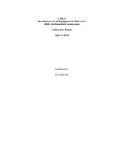 BME Lab Docx LAB Introduction To Lab Equipment Ohm S Law BME Biomedical Instruments