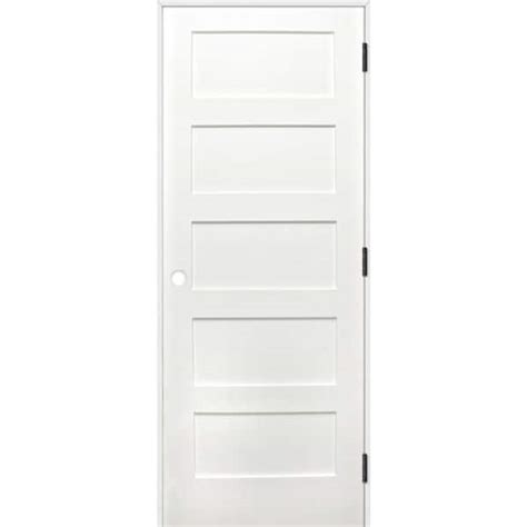 Pacific Entries 32 In X 80 In Shaker Unfinished 5 Panel Solid Core