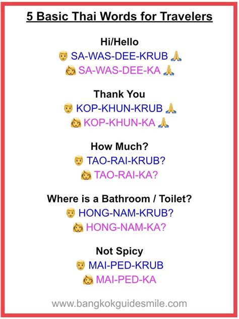 Basic Thai Language Basic Thai Phrases Bangkok Tour Guide Bangkok