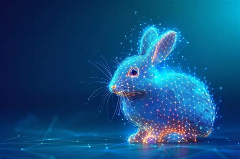 Premium Photo A Sleek 3d Graphic Notion With A Wireframe Light Line Framework And A Rabbit In