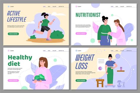 Premium Vector Nutritionists Services Web Banners Set Flat Cartoon