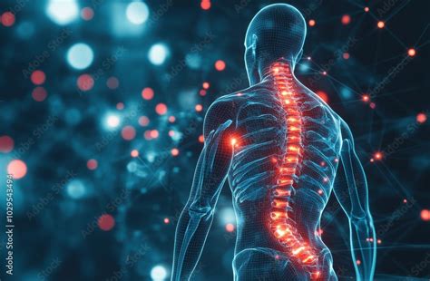 X Ray Visualization Of A Human Body Highlighting The Glowing Spinal