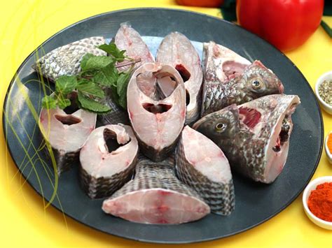 Fresh Today Deshi Telapia Fish Steaks With Head Ready To Cook