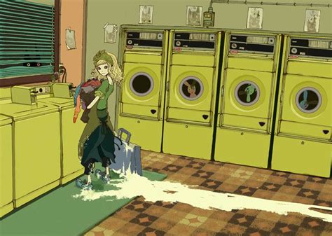 Laundry オオタガキフミ的自助洗衣店场景插画图片 BoBoPic