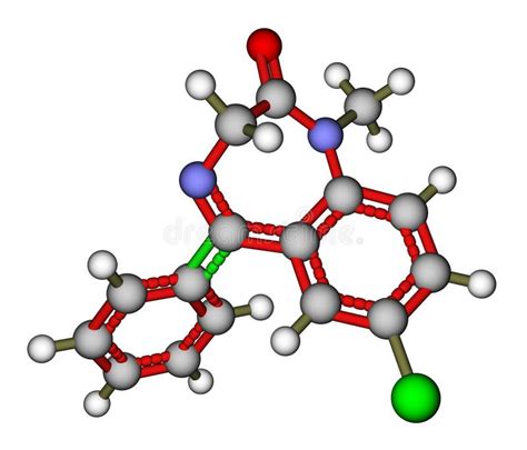 Estructura De La Molécula Del Diazepam Stock De Ilustración