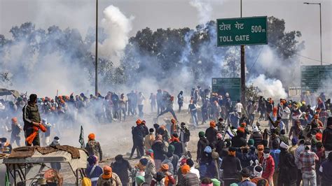 Bharat Bandh Highlights Haryana Police Uses Tear Gas On Farmers At