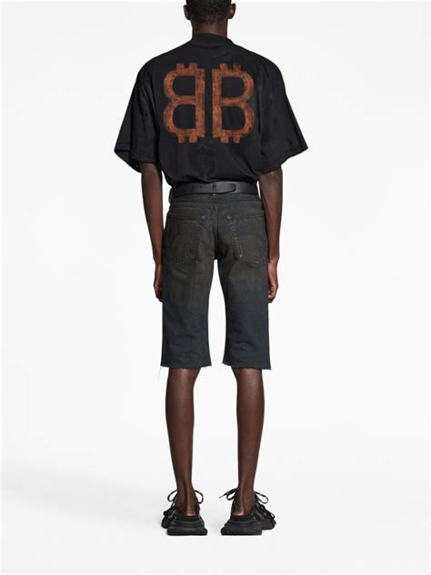 Mid Rise Washed Denim Shorts Balenciaga Gb