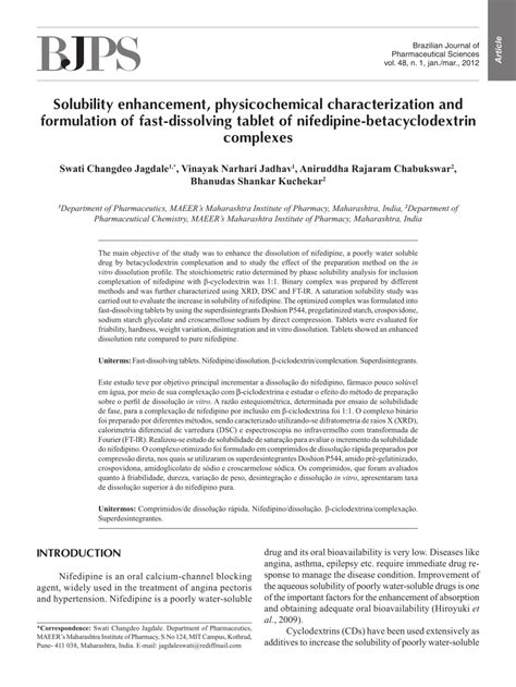 Pdf Solubility Enhancement Physicochemical Characterization And Formulation Of Fast