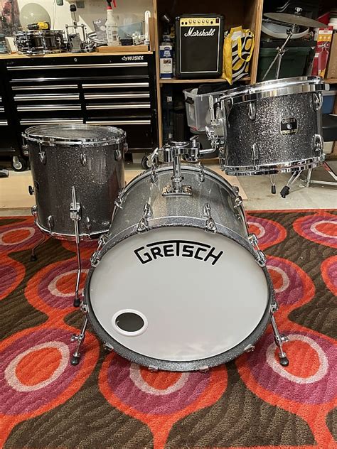 Gretsch Drum Set Silver Sparkle Reverb