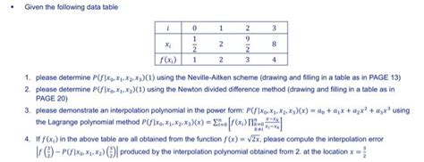Solved Given The Following Data Table Please Determine Chegg
