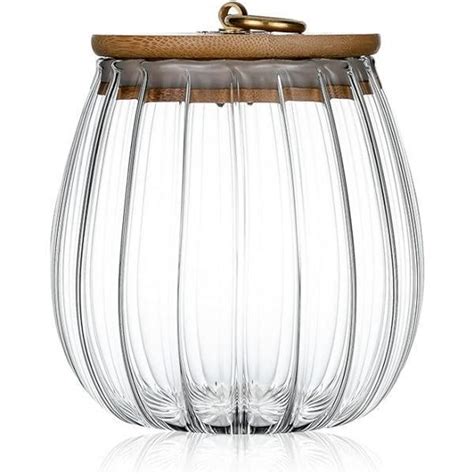 티몬 비즈 마켓 Rareci 유리 병 대나무 뚜껑이있는 캐니스터 기밀 저장 용기 금속 핸들 커피 티 향신료 용 작은 식품 및 주방용품