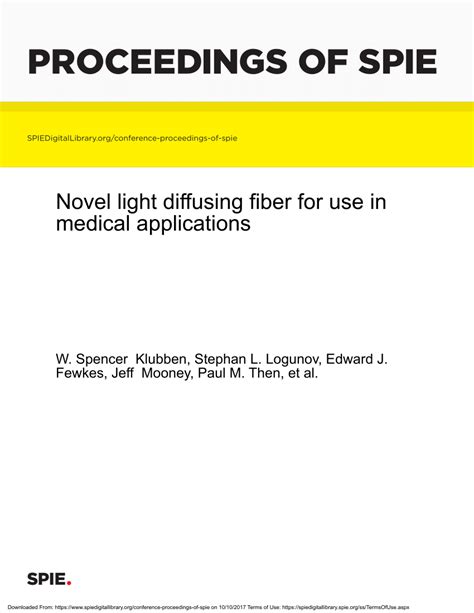 Pdf Novel Light Diffusing Fiber For Use In Medical Applications