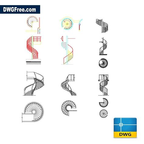 spiral stairs dwg download autocad blocks model