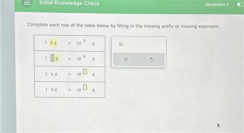 Solved Initial Knowledge Checkquestion 1complete Each Row Of