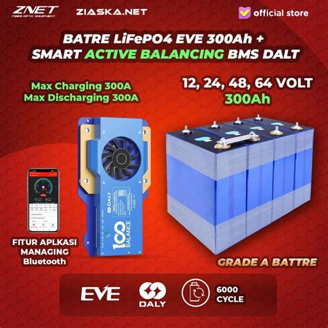 Jual Battery Batre Lifepo4 Eve Lf280k Mb31 300ah 24v Dengan Daly Bms Smart Active Pasive 8s