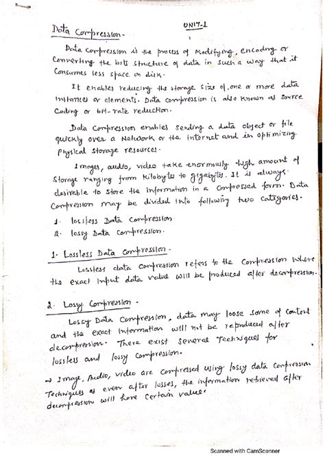 Data Compression Unit 1 Data Data Compression Is The Process Of Modifying Encoding Or