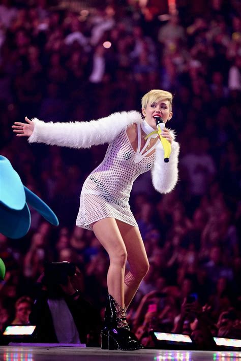 Miley Cyrus Wearing Very Revealing Mesh Outfit At Iheart Radio Music