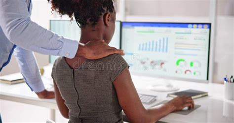 Woman Sexual Harassment In Office Harassed At Workplace Stock Image