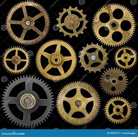 Clock Cogs Isolated On Black Stock Image Image Of Cogwheels Wheels