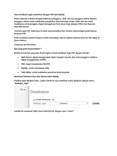 Cara Membuat Login Sederhana Dengan Php Dan Mysql Pdf