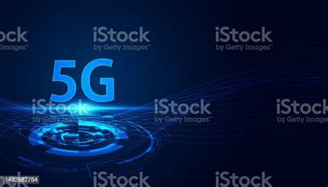 추상적인 기술 디지털 미래 개념 5g 무선 통신 기술 네트워크 연결 현대 배경의 고속 인터넷 통신 5g에 대한 스톡 벡터 아트
