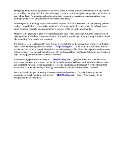 Biology Thesis Statement Pdf Essays Thesis